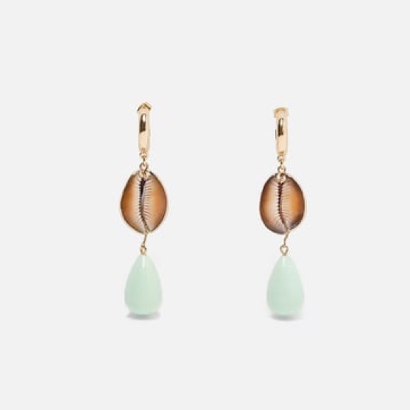 Zara | Jewelry | Zara Golden Hoop Earrings With Shell | Poshmark